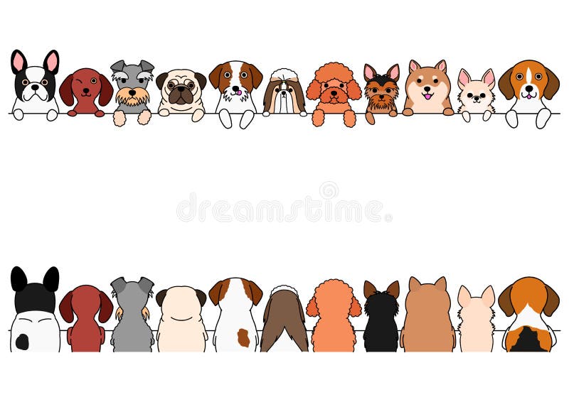 Dogs border set stock vector. Illustration of cute, elements - 133526435