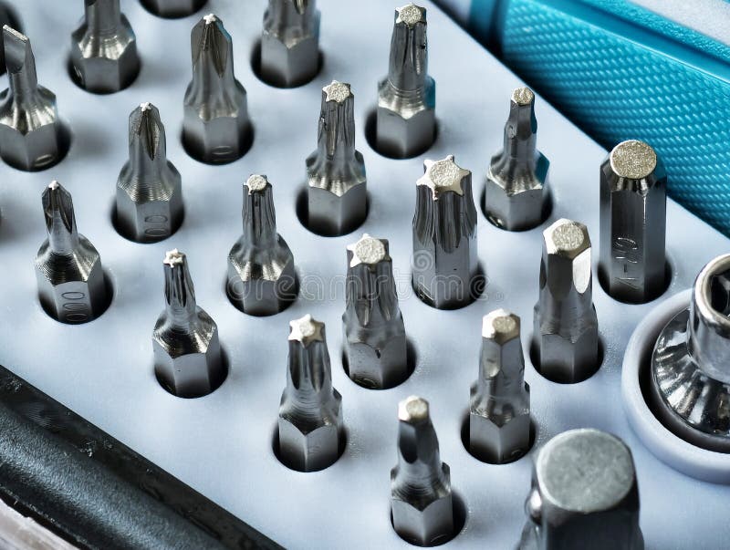 Various Small Screwdriver Bits in Different Shapes and Sizes, Captured ...