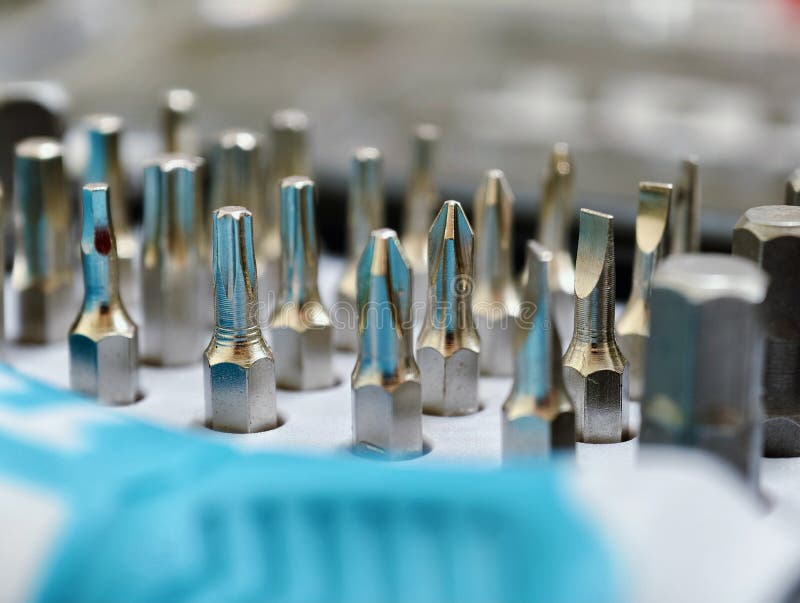 Various Small Screwdriver Bits in Different Shapes and Sizes, Captured ...
