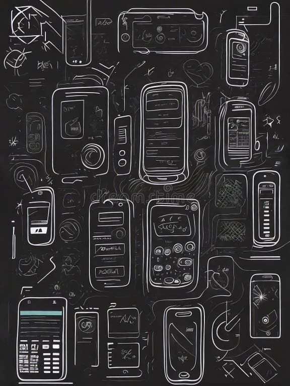 Various Smartphone Doodle Set. Collection of Hand Drawn Smartphone ...