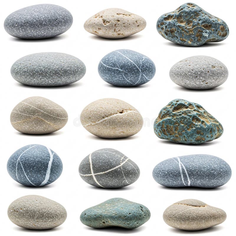 Various Smooth, Round Stones of Different Colors and Textures Stock ...