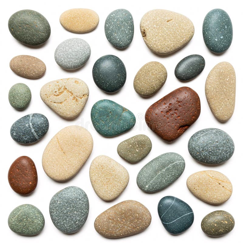 Various Smooth, Round Stones of Different Colors and Textures Stock ...