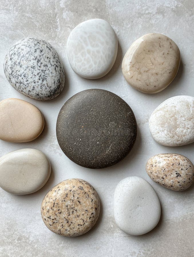 Various Smooth Stones Arranged in a Circle. Stock Photo - Image of ...