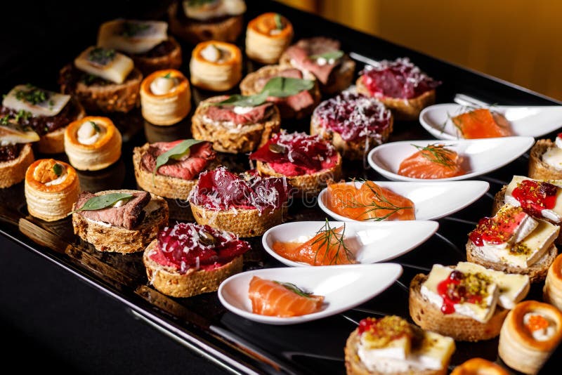 Various Snacks at the Buffet. Stock Image - Image of serving, dish ...