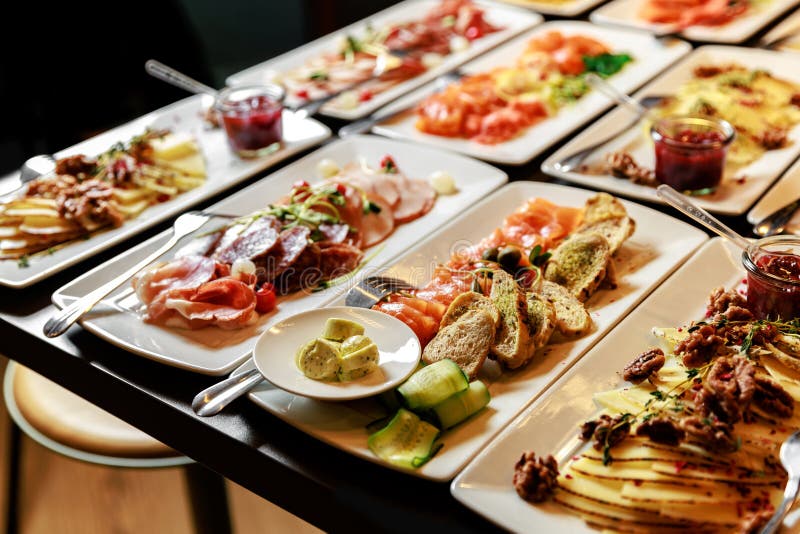 Various Snacks at the Hotel Breakfast Buffet. Stock Image - Image of ...