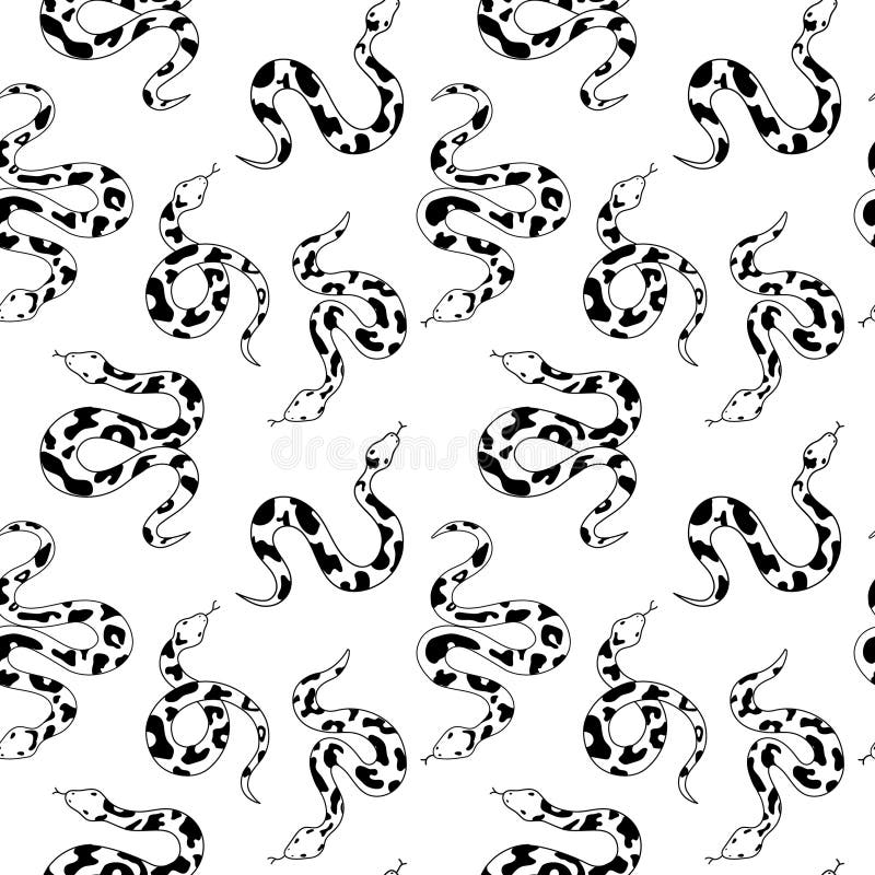 Various Snakes of Different Patterns Doodle Set Stock Vector ...