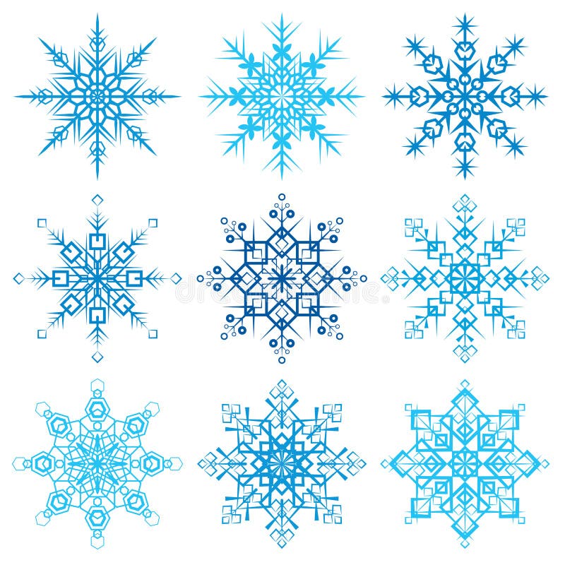 Various Snowflake Shapes Decorative Winter Set Vector Illustration ...
