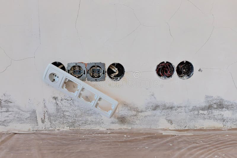 Various Sockets Installed in Socket Boxes Stock Photo - Image of ...