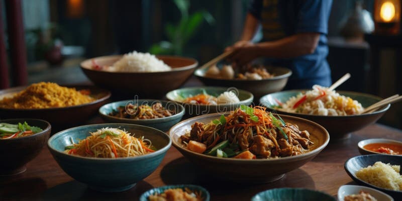 Various Southeast Asian Food on the Table. Stock Image - Image of ...