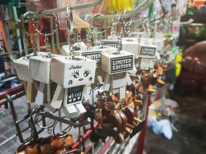 Various Souvenirs on Display at the Cheng Ho Night Market. Keychain ...
