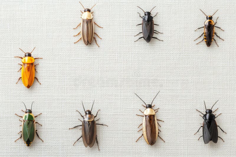 Various Species of Cockroaches Displayed on a Textured Surface in Close ...