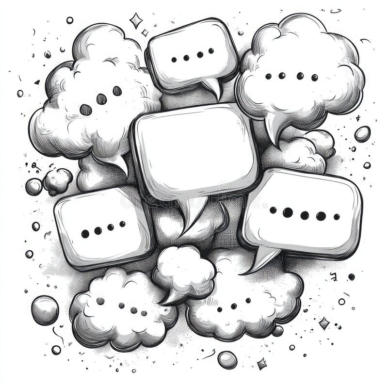 Various Speech Bubbles Featuring Cartoon-style Faces, Ready for Use in ...
