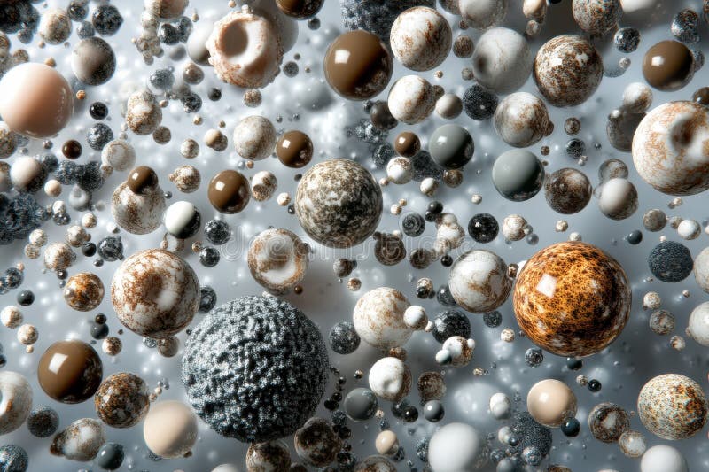 Various Spheres and Orbs Texture Layout on a Surface in a Creative ...