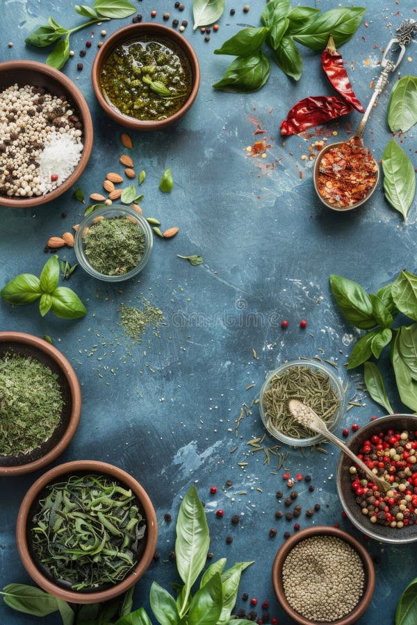 Various Spices in Bowls on a Table, Ideal for Culinary Projects Stock ...