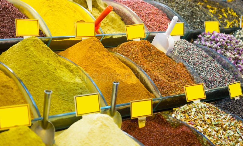 Various Spices on a Counter on the Grand Bazaar Stock Photo - Image of ...