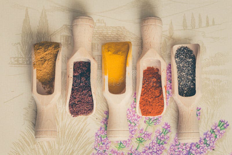 Various Spices And Herbs On The Light Background Stock Photo - Image of ...