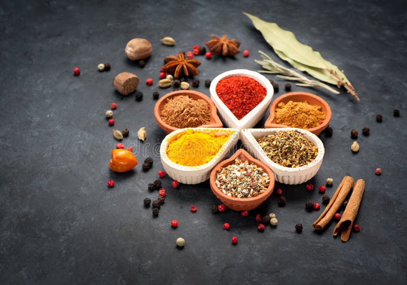 Various spices stock photo. Image of bowls, cinnamon - 72409328