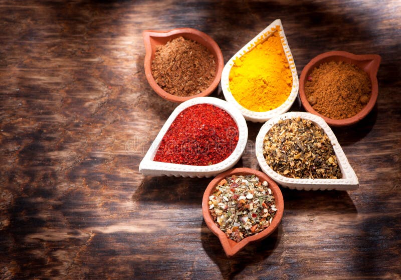 Various Spices, Herbs and Spicy Spices in Bowls. Stock Image - Image of ...