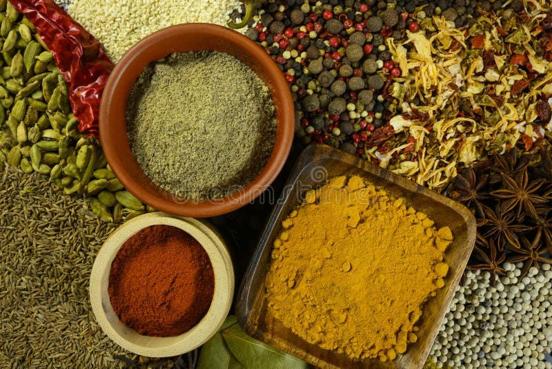 Various Spices are Scattered on the Table Stock Photo - Image of ...