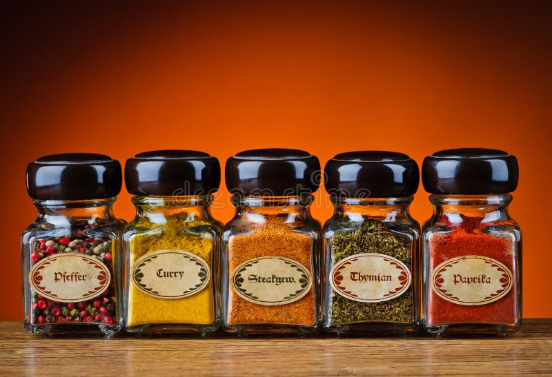 Various Spices and Herbs Over White Stock Image - Image of bowl, cook ...