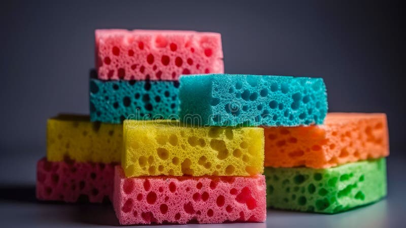 Various Sponges for Cleaning and Dishwashing Stock Illustration ...