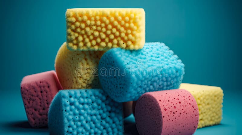 Various Sponges for Cleaning and Dishwashing Stock Illustration ...