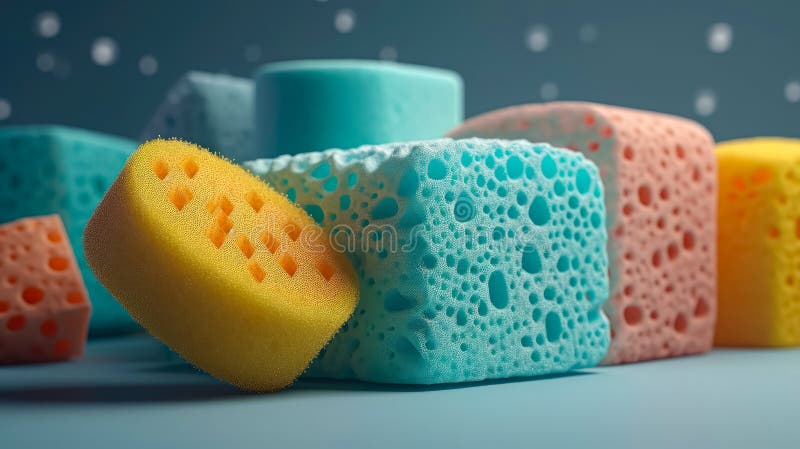 Various Sponges for Cleaning and Dishwashing Stock Illustration ...