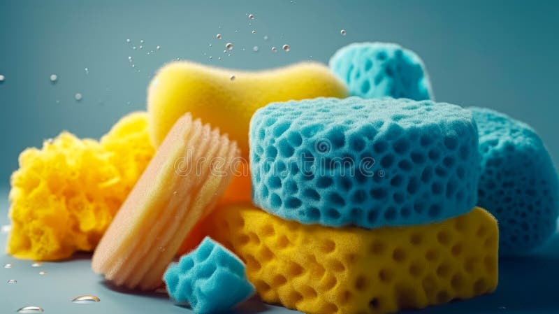 Various Sponges for Cleaning and Dishwashing Stock Illustration ...
