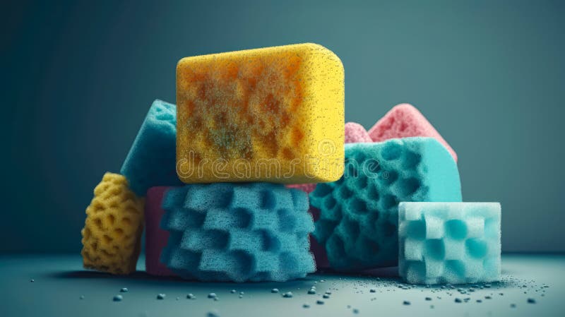 Various Sponges for Cleaning and Dishwashing Stock Illustration ...