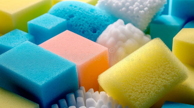 Various Sponges for Cleaning and Dishwashing Stock Illustration ...