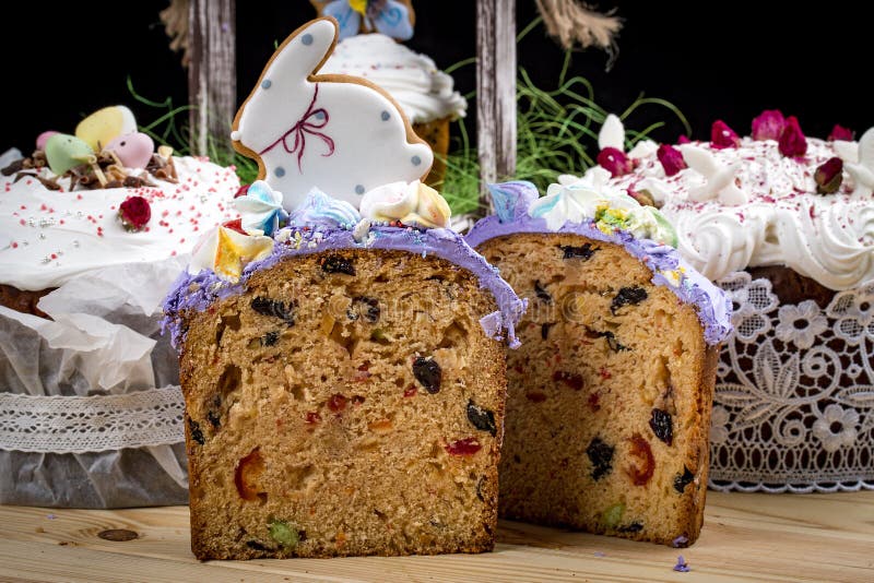 Various Spring Easter Cakes with White Icing and Sugar Decor on the ...