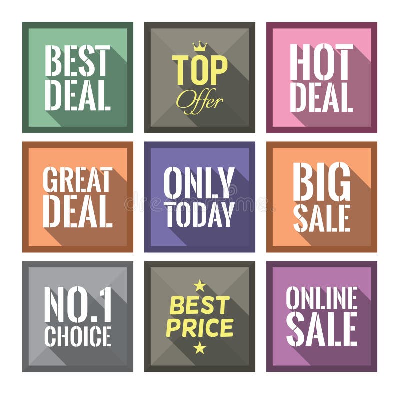 Various square labels stock vector. Illustration of message - 41488885