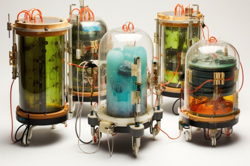 Various Stages of Microbial Fuel Cell Assembly Stock Illustration ...