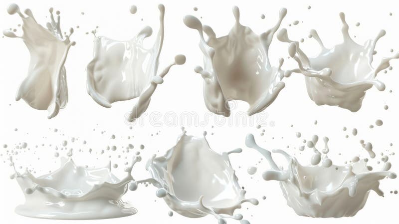 Various Stages of Milk Splashes with Different Textures and Effects ...