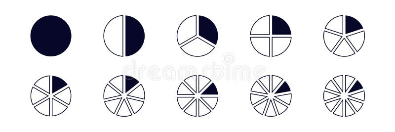 Various Stages of Pie Chart Division Showing Increasing Segmentation ...