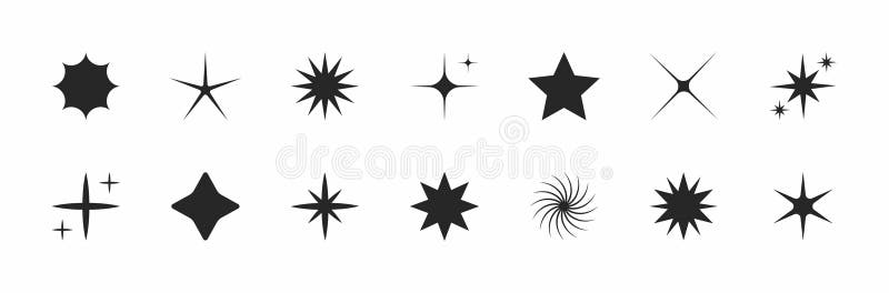 Various Star Forms Isolated on White Background Vector Graphics Design ...