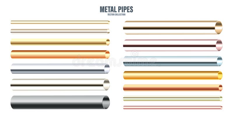 Various Steel and Copper Pipes Collection. Construction Material ...