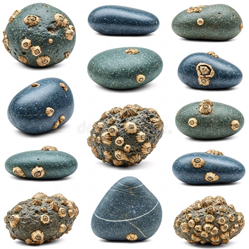 Various stones with shells stock illustration. Illustration of rock ...