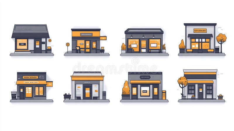 Various storefront designs stock illustration. Illustration of town ...