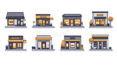 Various storefront designs stock illustration. Illustration of town ...