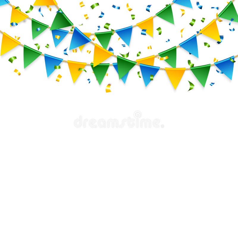 Various Streamers and Triangular Flags Over White Stock Vector ...