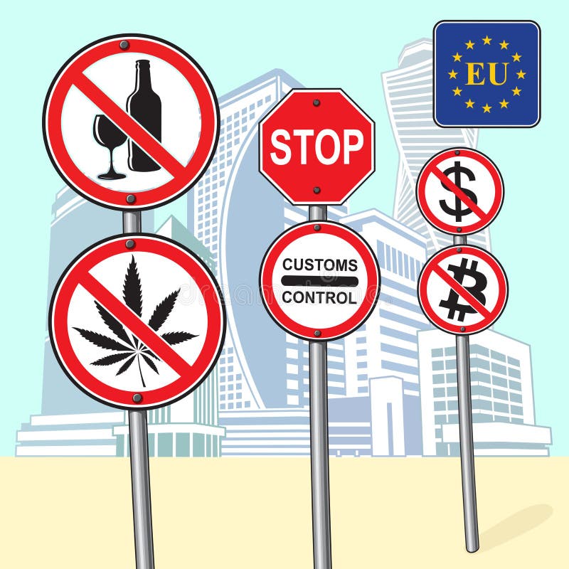 Various street signs ban stock vector. Illustration of flasher - 72037182