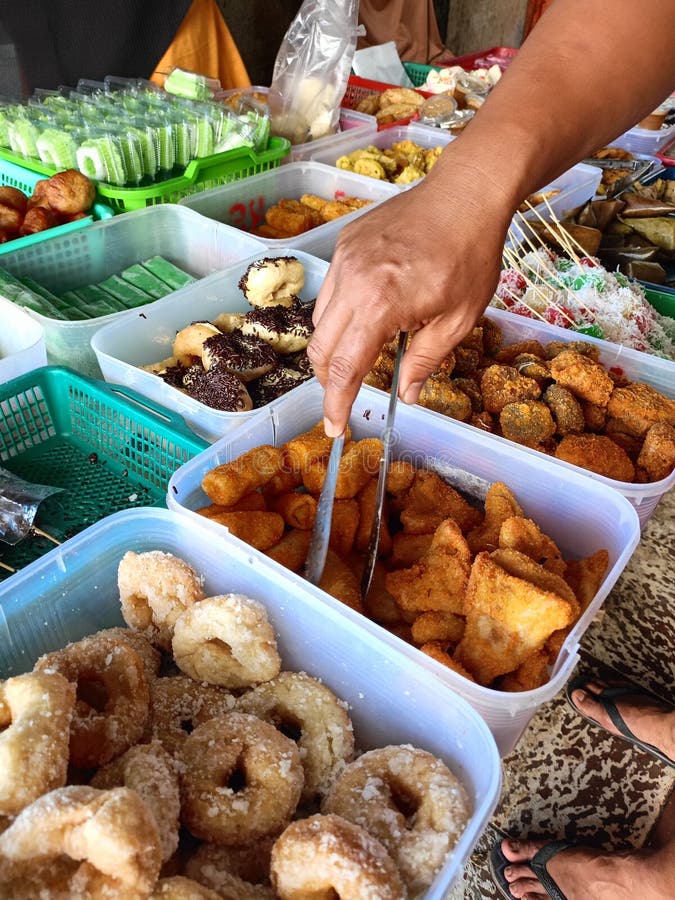 Various Street Snacks in the Form of Delicious Cakes and Fritters Stock ...