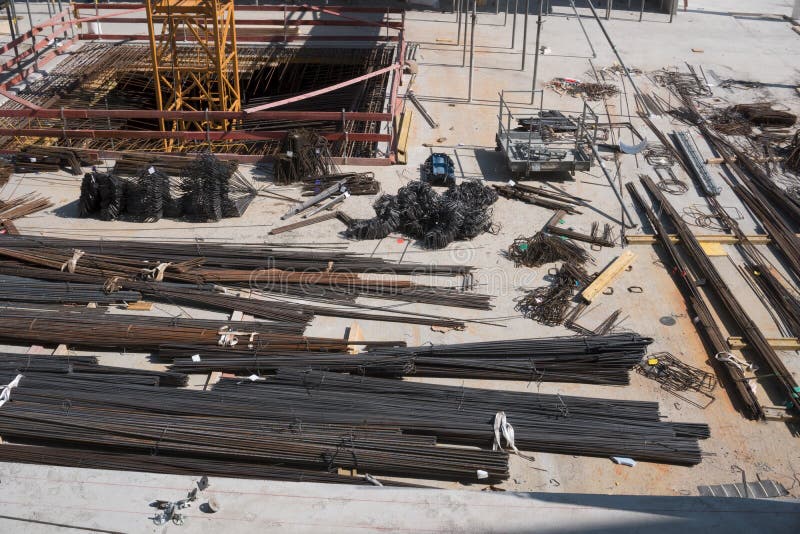 Various Structural Steel Construction Site Processing Stock Image ...