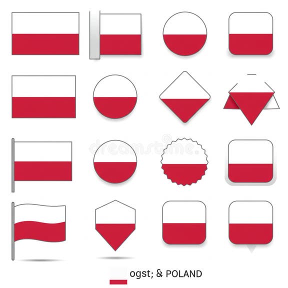 Various Stylized Icons of the Polish Flag, Featuring a Horizontal ...