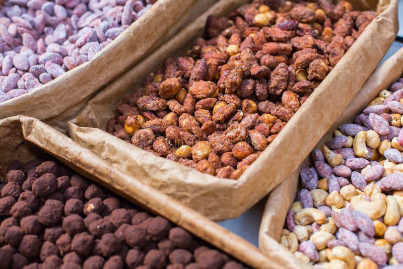 Various Sugared Nuts. Crispy Sugared Nuts. Oriental Sweets with a ...