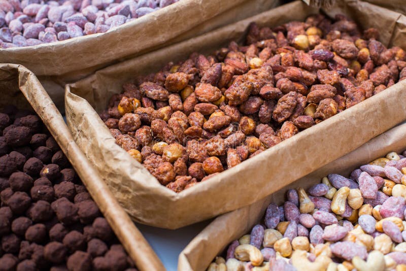 Various Sugared Nuts. Crispy Sugared Nuts. Oriental Sweets with a ...