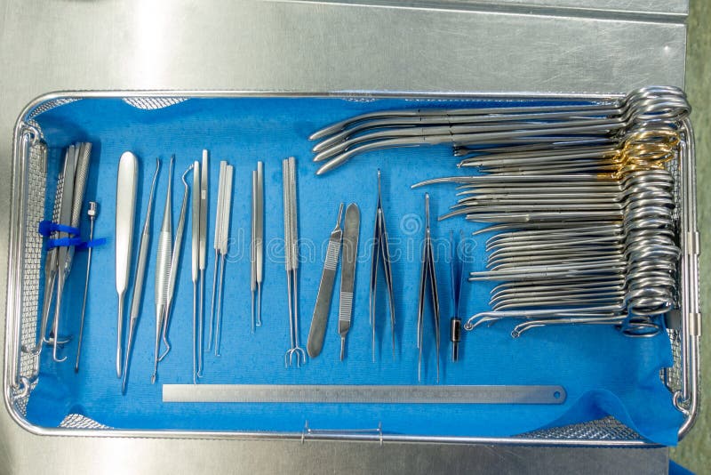 Various Sorted Surgical Instruments in a Tray Stock Photo - Image of ...