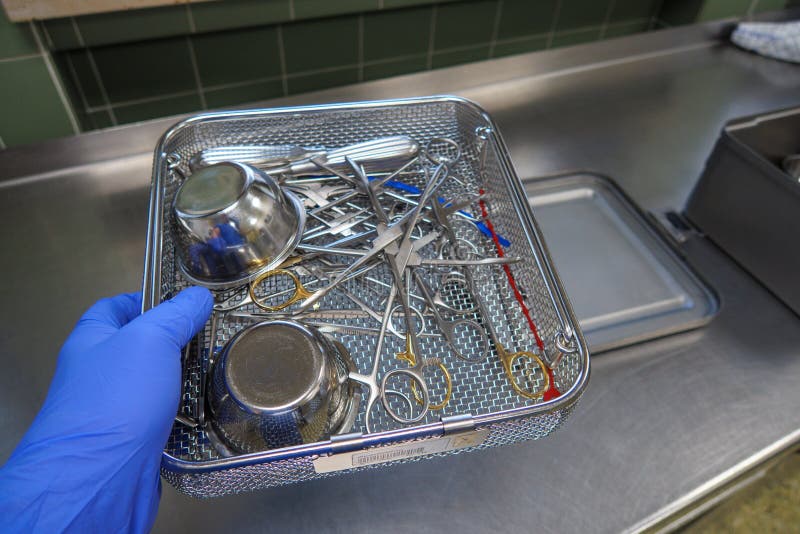 Various Surgical Instruments are Located in an Instrument Basket Stock ...