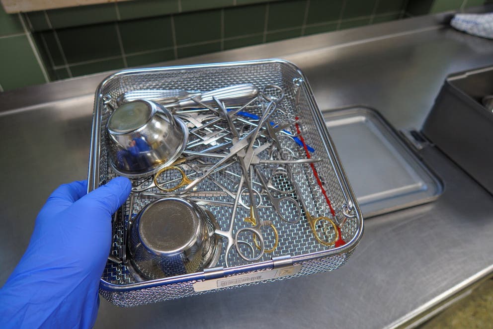 Various Surgical Instruments are Located in an Instrument Basket Stock ...